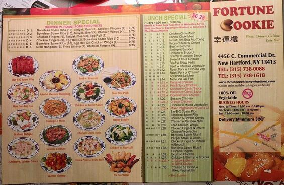 Menu at Fortune Cookies restaurant, New Hartford