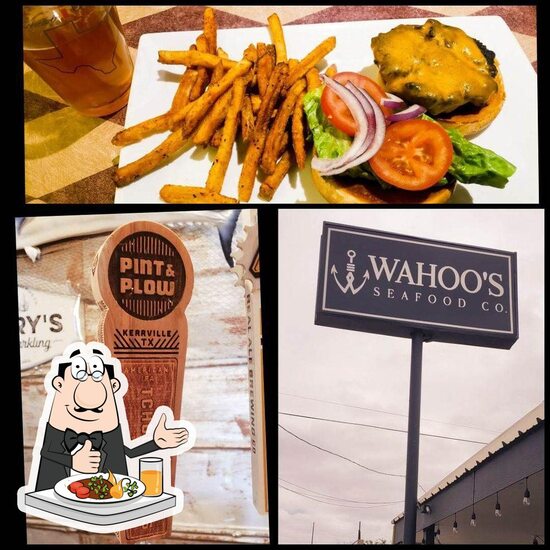 Menu at Wahoo's Seafood Co. restaurant, Kerrville