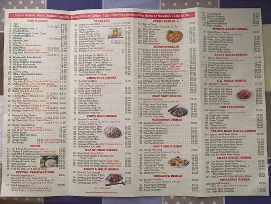 Menu at Jumbo Chinese Takeaway restaurant, Liverpool