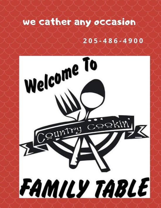 Menu at Family Table restaurant, Haleyville
