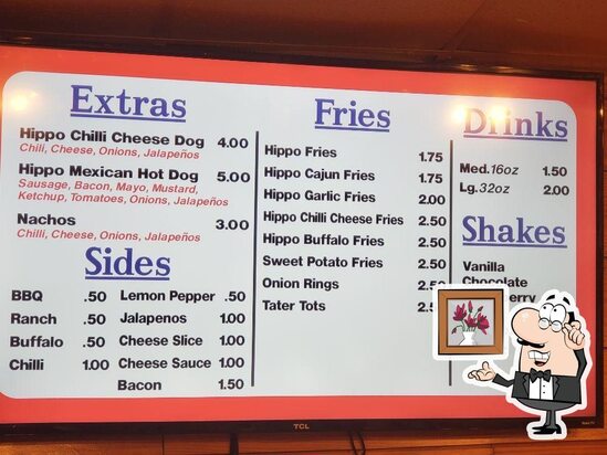 Menu at Hippo Burgers restaurant, Crosby