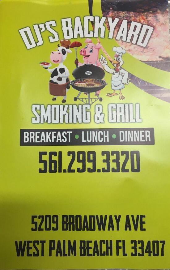 Menu at DJS BACKYARD SMOKIN&GRILL CATERING LLC BBQ, West Palm Beach