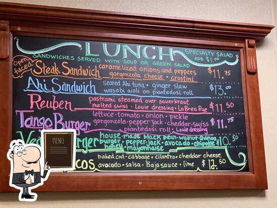 Menu at Tango Cafe, Sandpoint