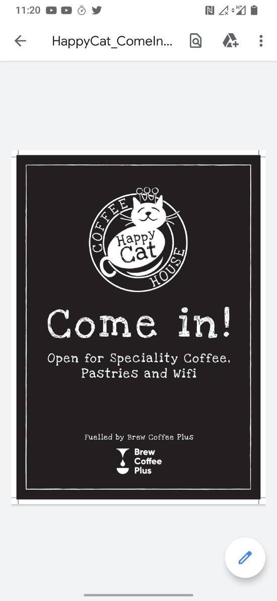 Menu at Happy Cat Coffee, London