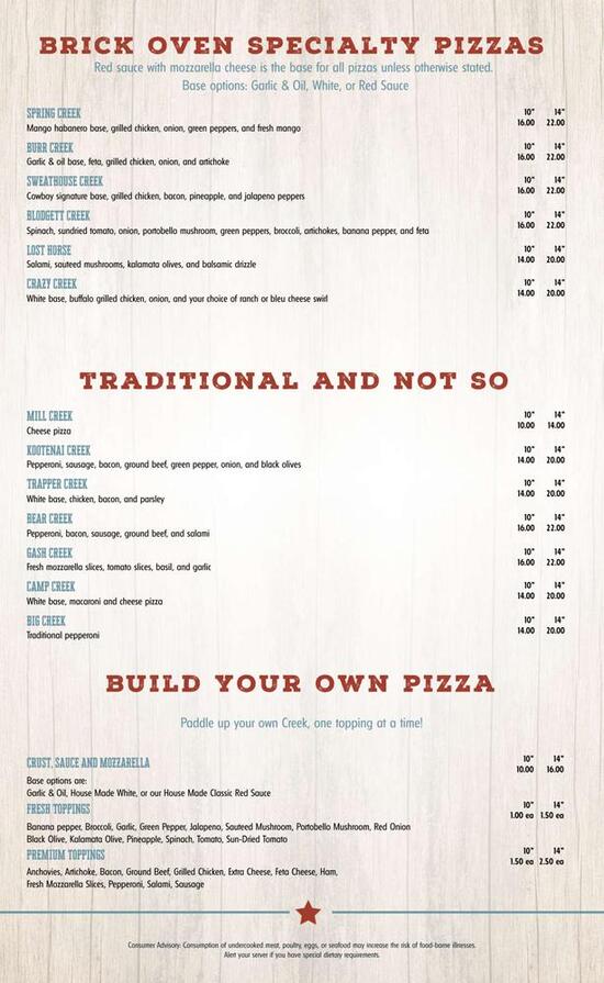 Menu at Cowboy Troy's pub & bar, Victor