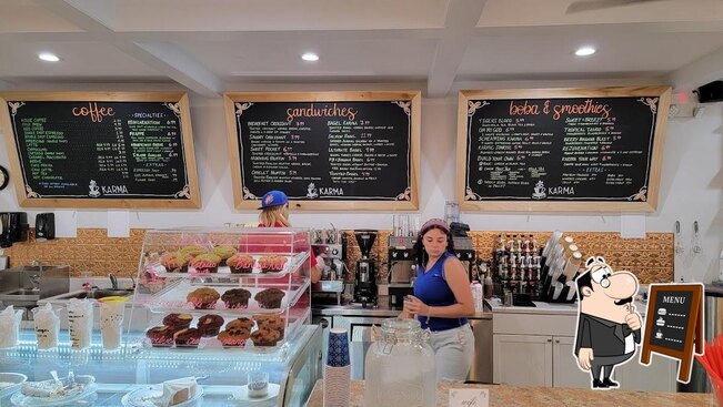 Menu at Karma Coffee and Books restaurant, South Padre Island