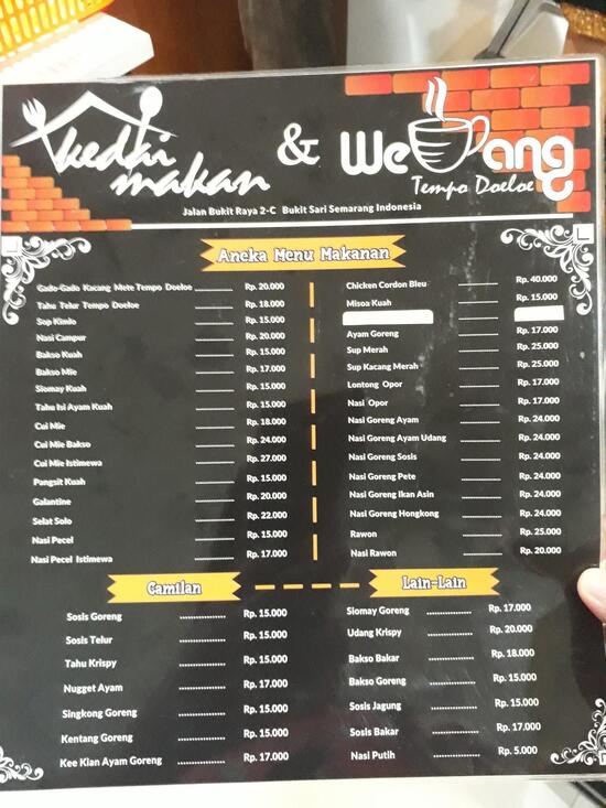 Menu at Outlet 1 Cimory Product cafe, Semarang