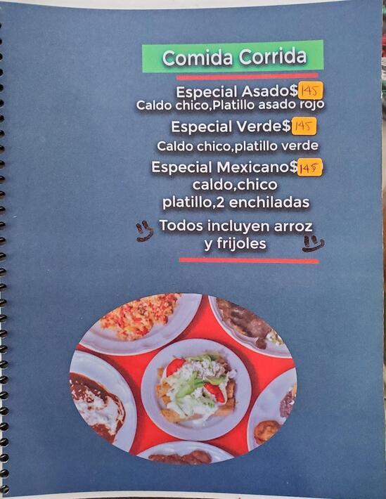 Menu at Las marias restaurant, Ciudad Juarez