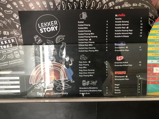 Menu at Lekker Story Kankin Space restaurant, South Tangerang