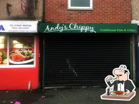 Menu at Andy's Chippy, Wigan
