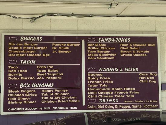 Menu at Ole-Jax Drive-In fast food, Lovington