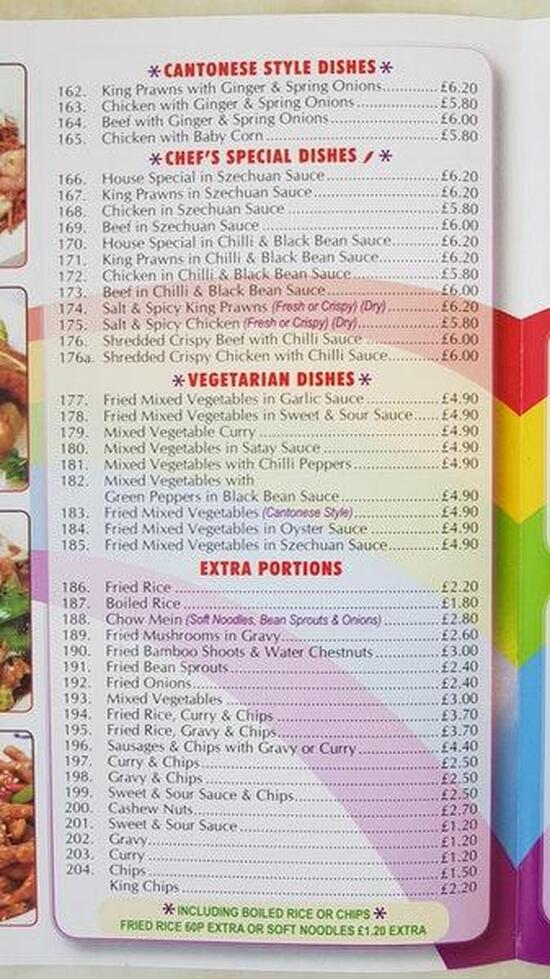 Menu at Golden Rainbow Chinese Takeaway fast food, Stockton-on-Tees