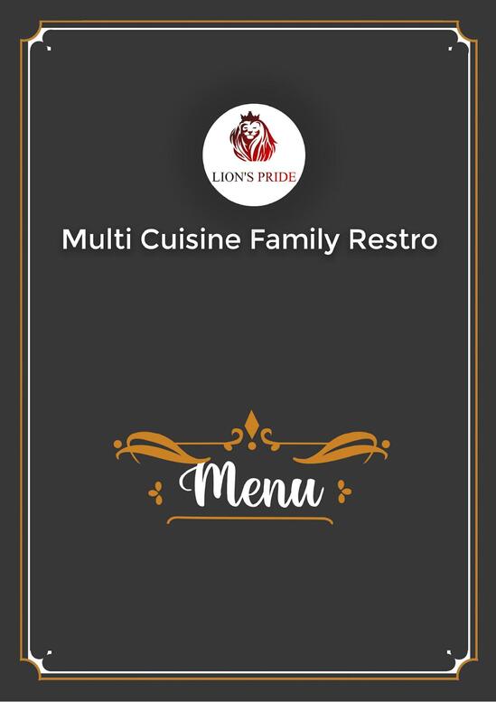 Menu at LION'S PRIDE RESTRO, Jamshedpur