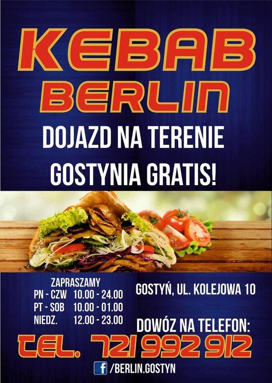 Menu at Berlin Kebap restaurant, Gostyn