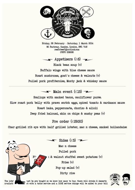 Menu at Reef N' Beef restaurant, London