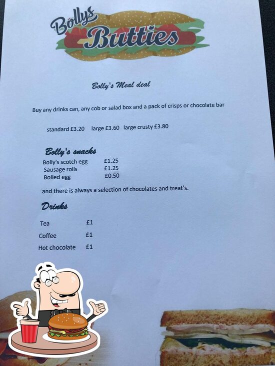 Menu at Bolly's butties cafe, Derby