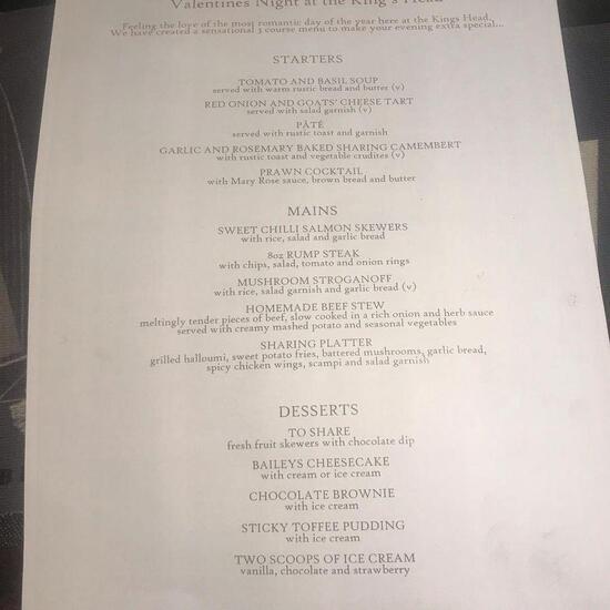 Menu at Kings Head pub & bar, Hythe