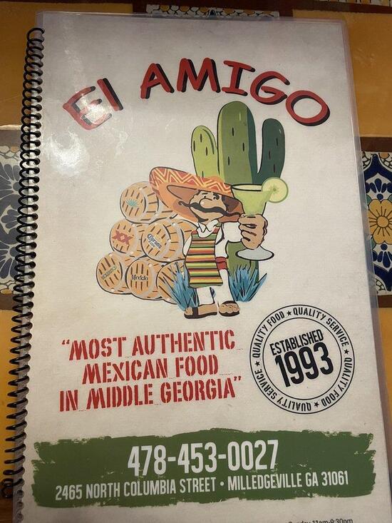 Menu at El Amigo Mexican Restaurant, Milledgeville