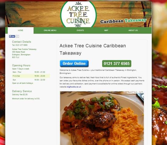 Menu at Ackee Tree Cuisine restaurant, Birmingham