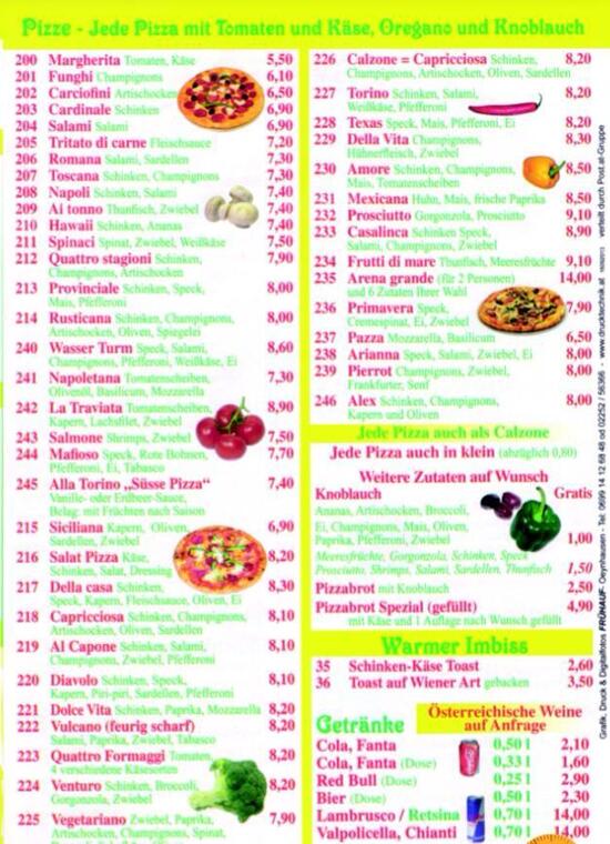 Menu at Pizza-Ristorante Torino, Wiener Neustadt, Neunkirchner Str. 52