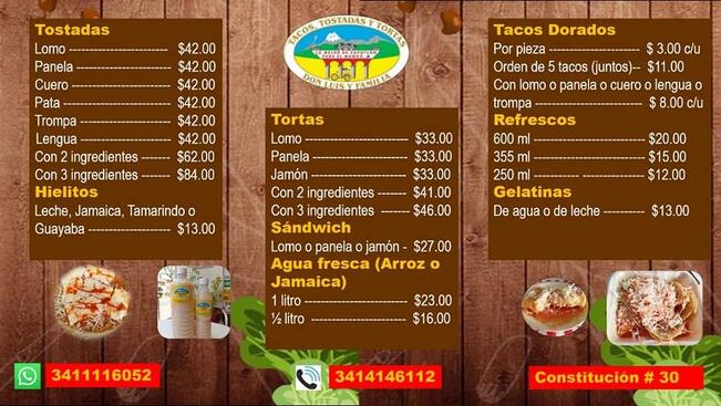 Carta del restaurante Tostadas DON LUIS. Sucursal constitución Ciudad ...