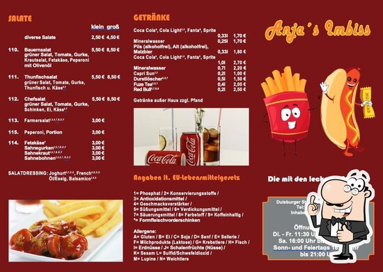 Speisekarte von Anja‘s Imbiss pub & Bar, Mülheim an der Ruhr