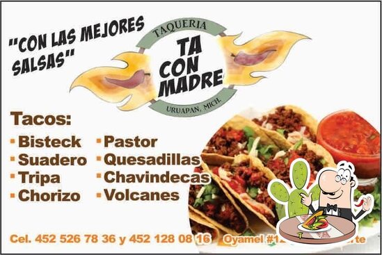 Menu at TA CON MADRE restaurant, Uruapan