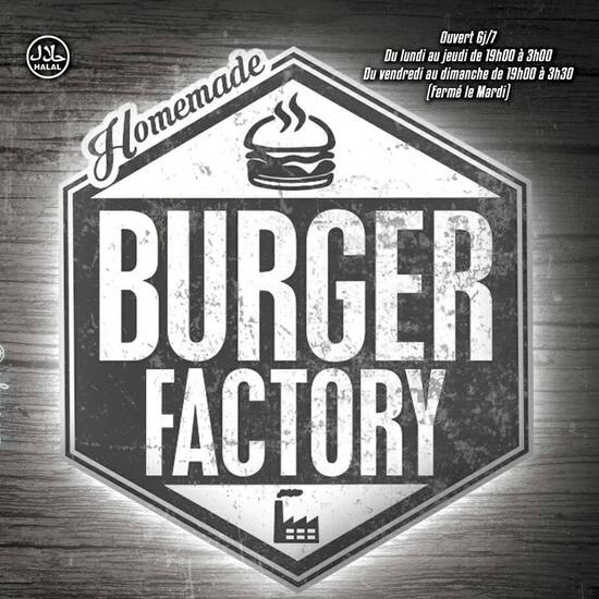 Menu at Burger Factory restaurant, Pantin