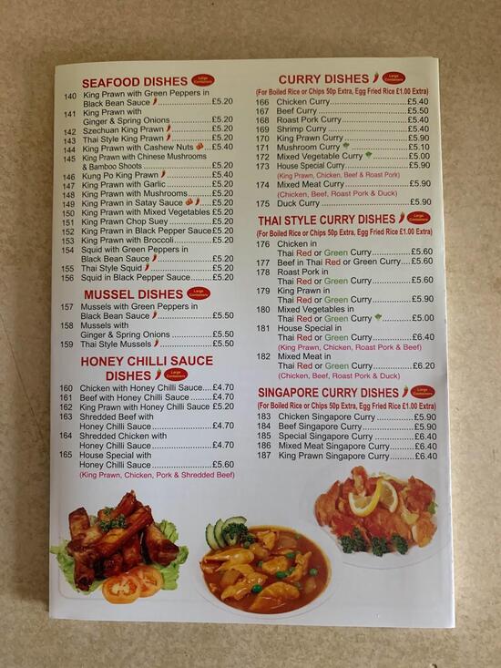 Menu at Peking house fast food, Whitehaven