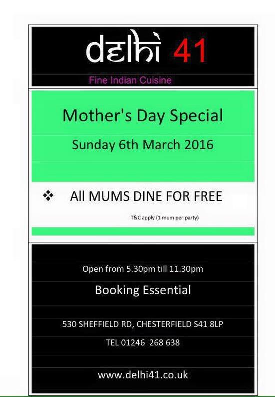 Menu at Delhi 41 restaurant, Chesterfield