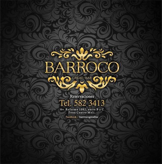 Menu at Bar Barroco, Mexicali