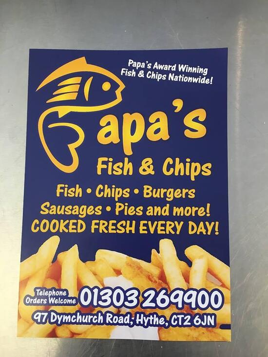 Menu at Papas Fish & Chips HYTHE restaurant, Hythe