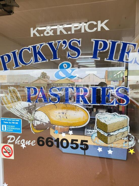 Menu at Picky's Pies & Pastries restaurant, Monto