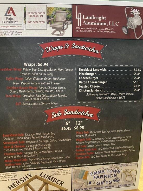 Menu at Topeka Pizza pizzeria, Topeka