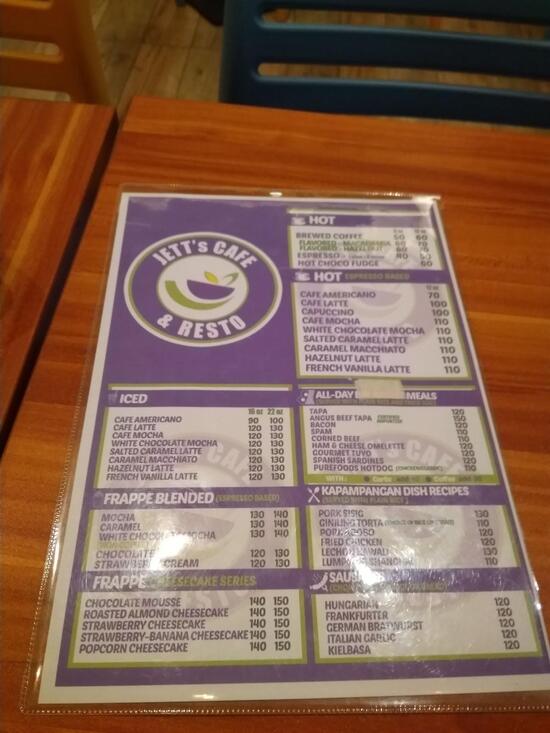 Menu at JETT'S CAFE & RESTO, San Juan