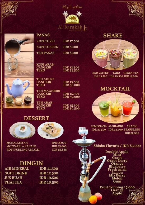 Menu at Al Barakah Restaurant, West Jakarta