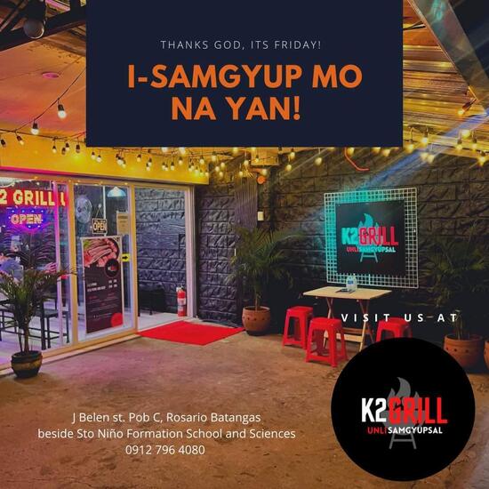 Menu at K2 Grill Unli Samgyupsal restaurant, Batangas