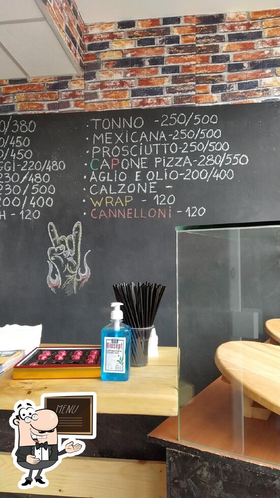 Menu at Capone Pizza restaurant, Ohrid