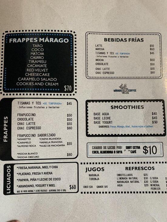 Menu at Márago Coffee - Paseo de Montejo cafeteria, Merida