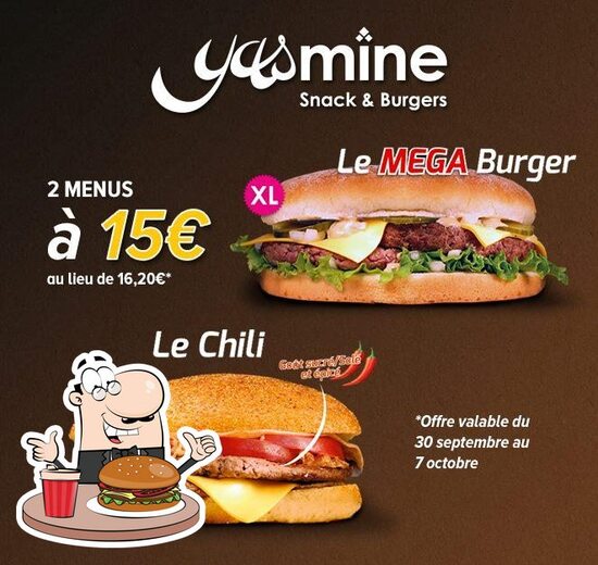 Menu at Yasmine Snack & Burger fast food, Hénin-Beaumont