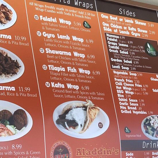 Menu at Aladdin'S Kitchen restaurant, Temple City, Santa Anita Ave