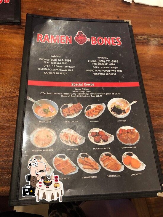 Carta del restaurante Ramen&Bones, Waipahu