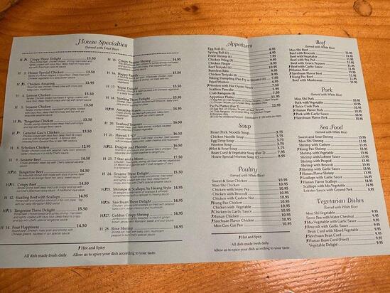 Menu at Songbird restaurant, Tamworth