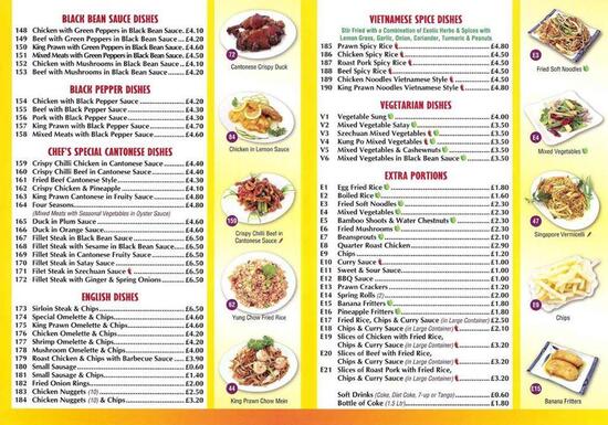 Menu at Golden Wok fast food, Birmingham, 186 Slade Road