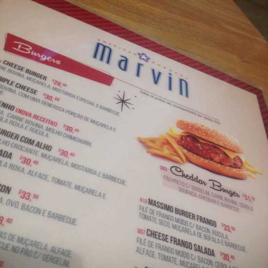 Menu at Marvin fast food, Brasília, Shopping CasaPark