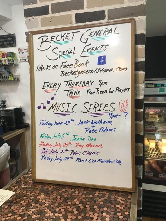 Menu at Becket General Store pub & bar, Becket, Main St