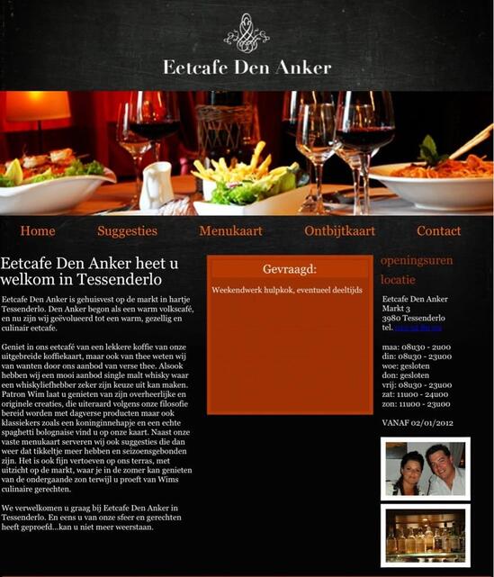 Menu at Eetcafe Den Anker, Tessenderlo