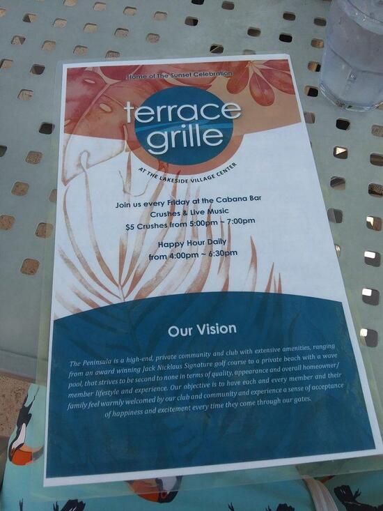 Menu at Terrace Grill (a private dining establishment) restaurant, Long ...