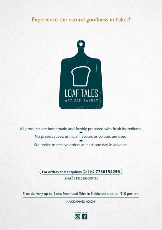 Menu at Loaf tales, Kakkanad