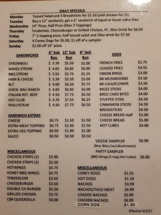 Menu at Burlington Pizza/The Barn, Burlington